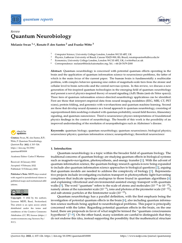 Quantum_Neurobiology | PDF | Neuroscience | Synapse