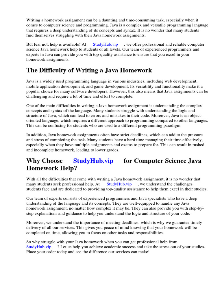 Computer Science Java Homework Help Pdf Java Programming Language Computer Programming 