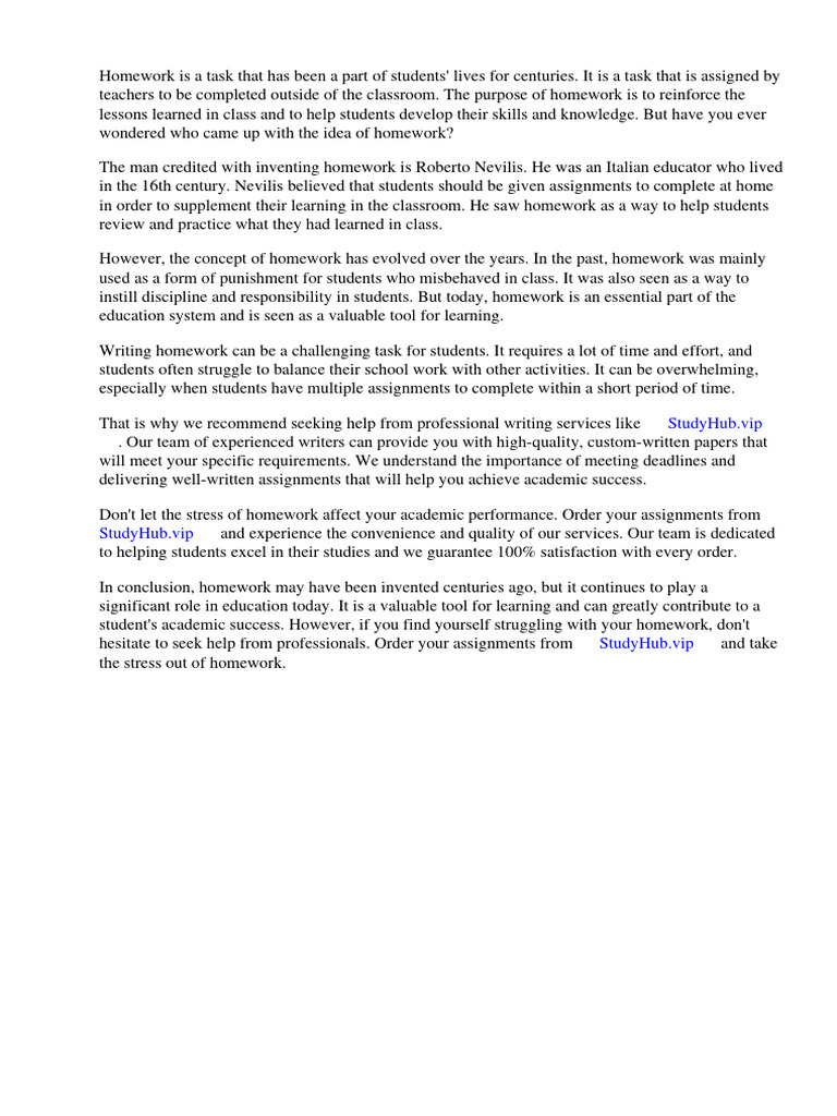 Man Who Invented Homework | PDF | Homework | Teachers