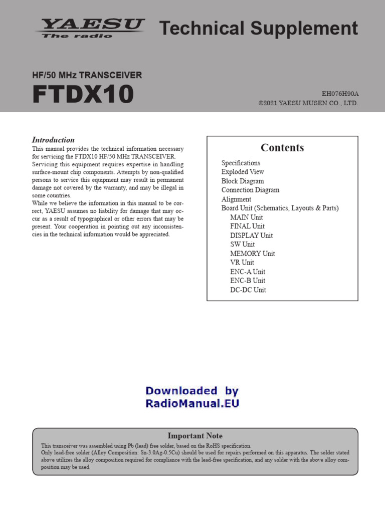 FTDX10 Transceiver Service Manual | PDF | Frequency Modulation ...