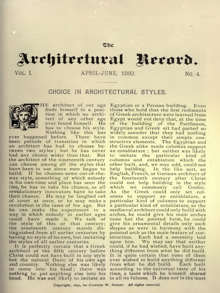 Architectural Record Issue 1892-04-06 | PDF | Column | Gothic Architecture
