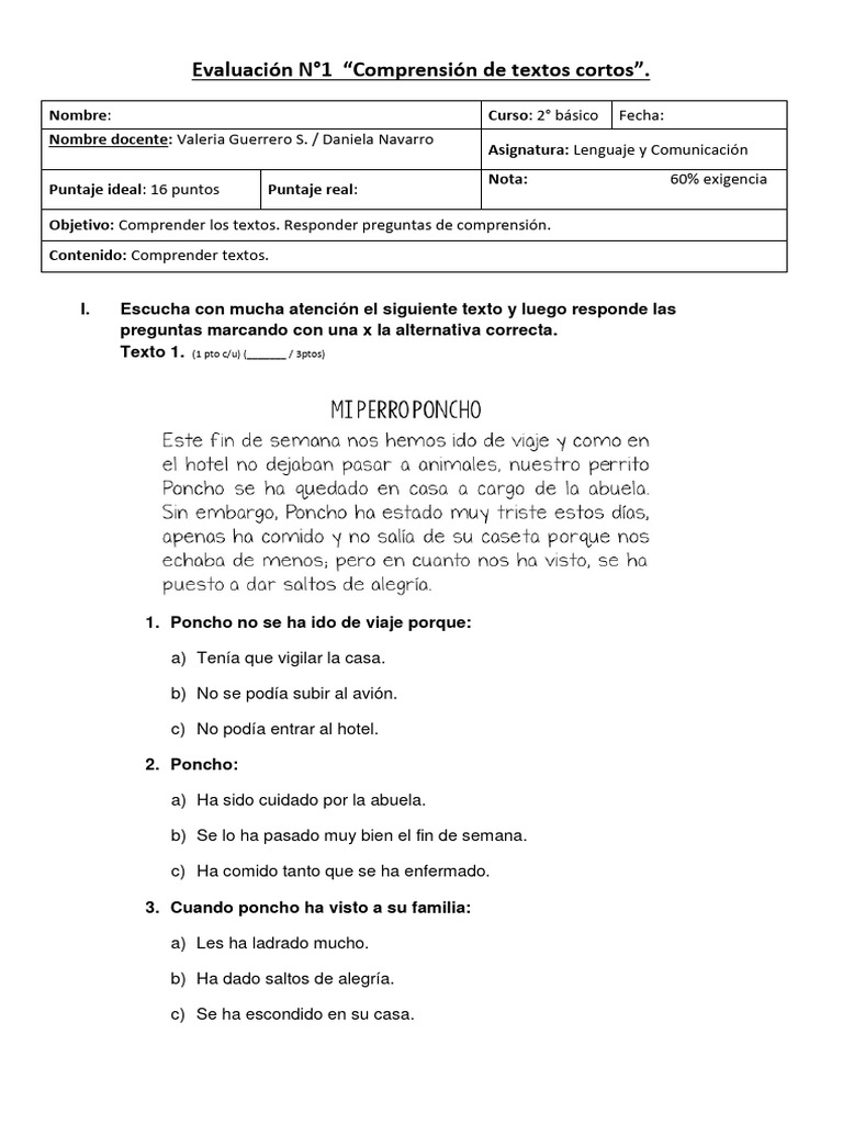 Ev N 1 Comprensi n De Textos PDF