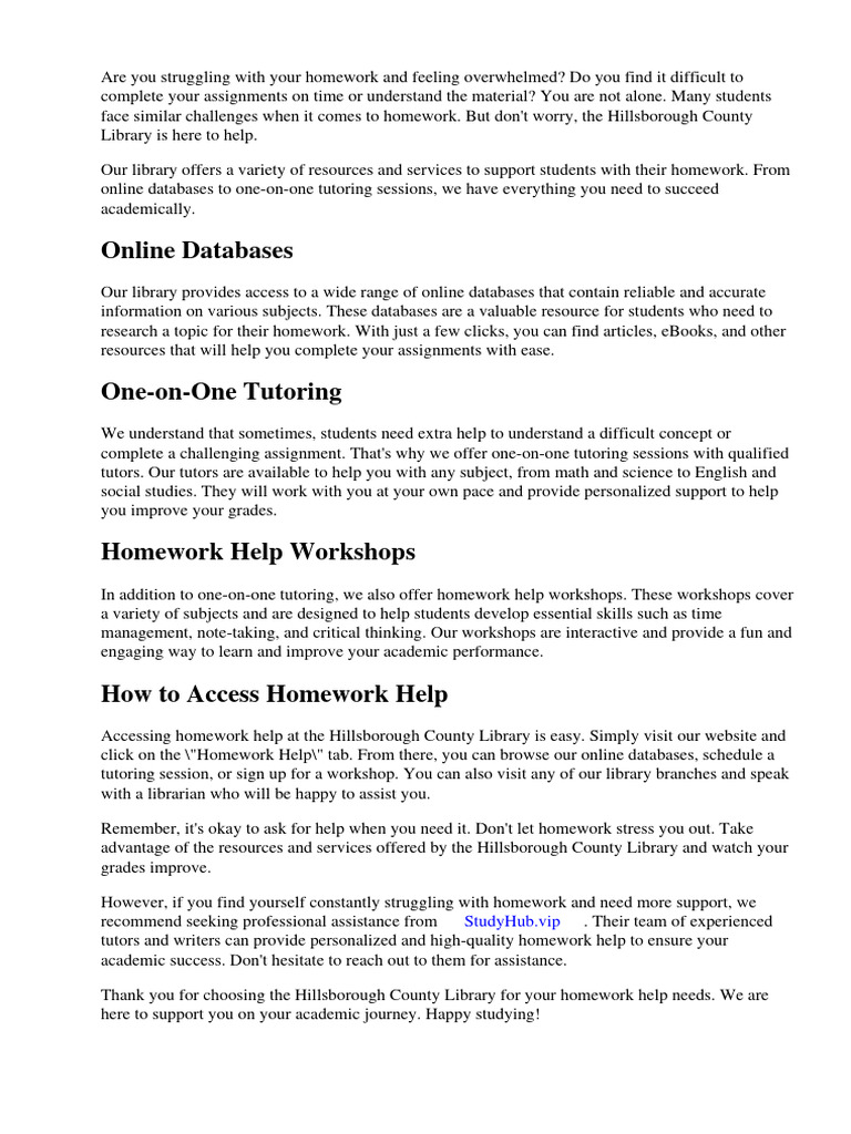 Hillsborough County Library Homework Help | Download Free PDF ...