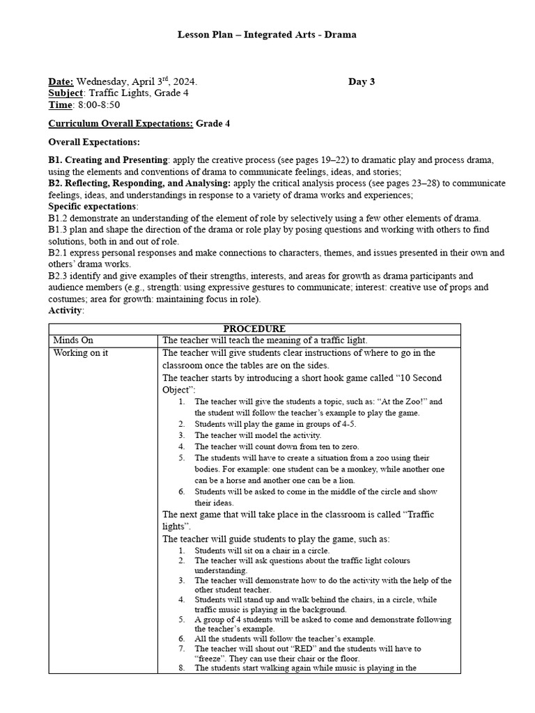 Lesson Plan drama | PDF | Teachers | Lesson Plan