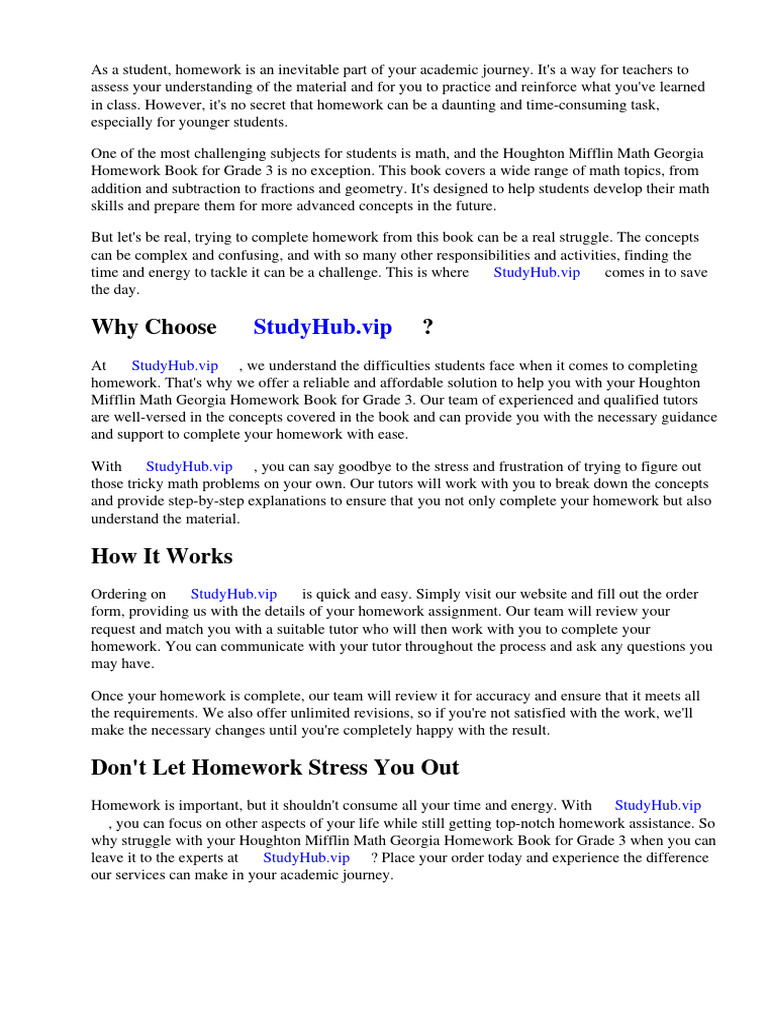 Houghton Mifflin Math Georgia Homework Book Grade 3 | PDF | Textbook ...