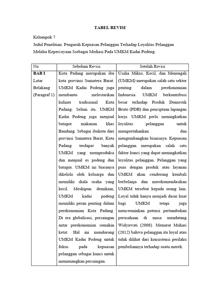 Tabel Revisi | PDF