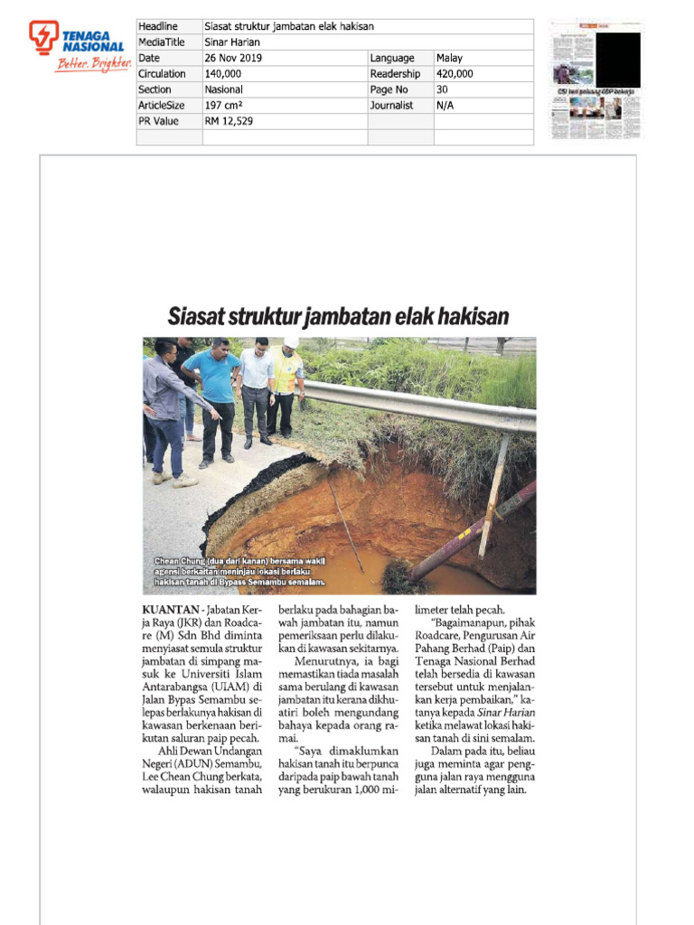 Siasat Struktur Jambatan Elak Hakisan | PDF