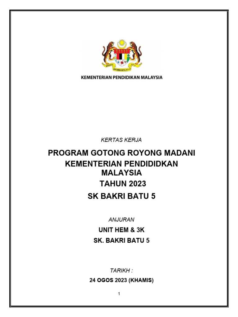 KERTAS KERJA GOTONG ROYONG MADANI SKBB5 Final | PDF