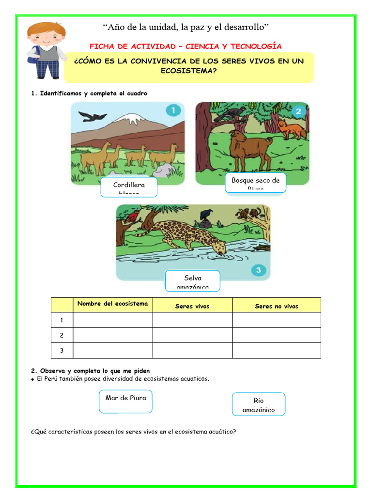 Ficha-Juev-Cyt-Cómo Es La Convivencia de Los Seres Vivos en Un Ecosistema | PDF