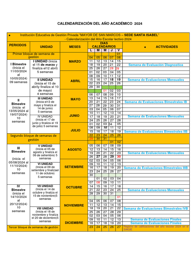 Calendarización Del Año Académico 2024 | PDF | Días festivos | Tradiciones