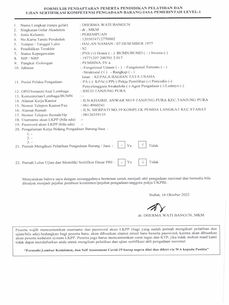 DR Dherma Wati Bangun | PDF