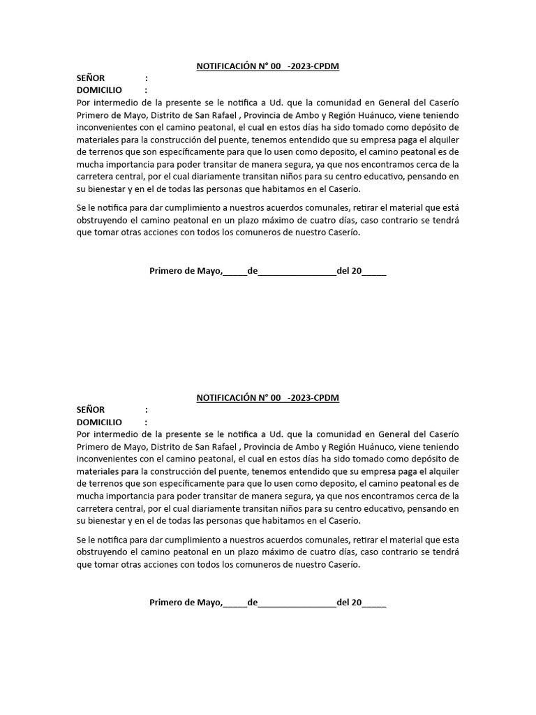 NOTIFICACIÓN Yyyyyyy | PDF | Hogar, jardinería y bricolaje