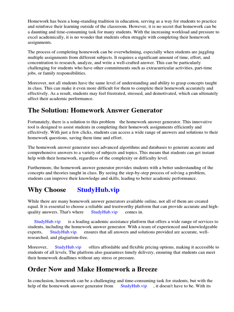 Homework Answer Generator | PDF