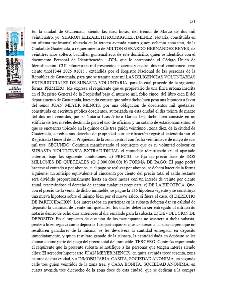 Acta Subasta Voluntaria | PDF | Subasta