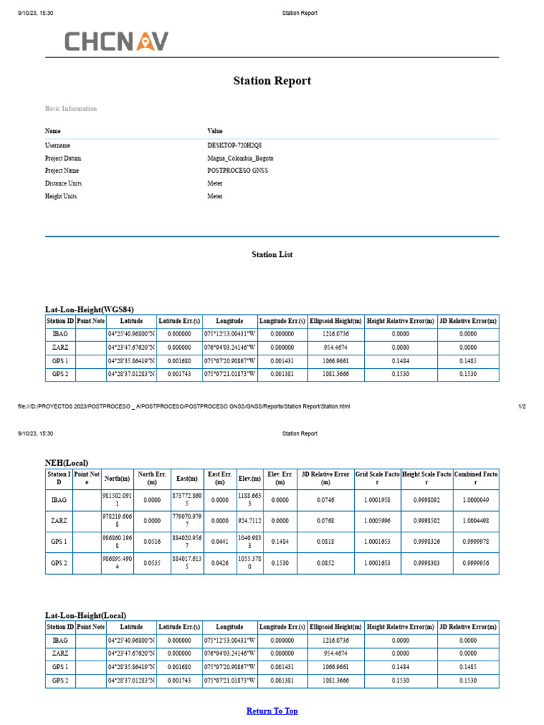 REPORTE COORDENADAS IBAG - ZARZ - GPS 1 - GPS 2 | PDF | Latitude | Geography