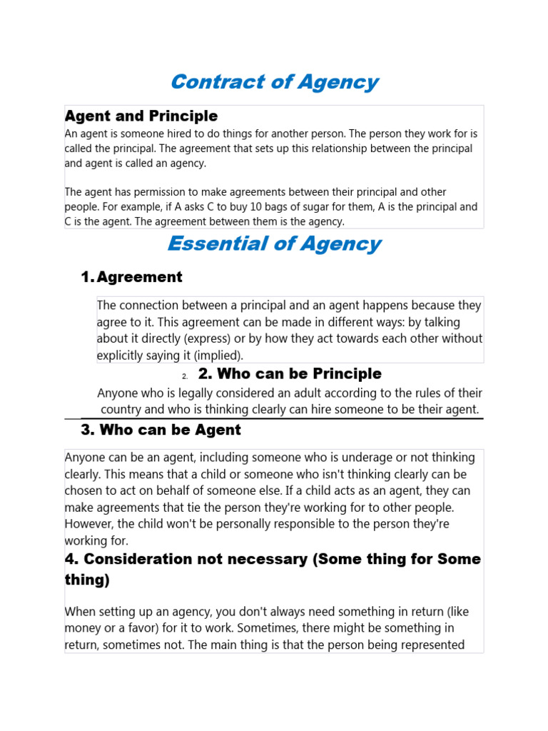 Contract of Agency | PDF | Guarantee | Law Of Agency
