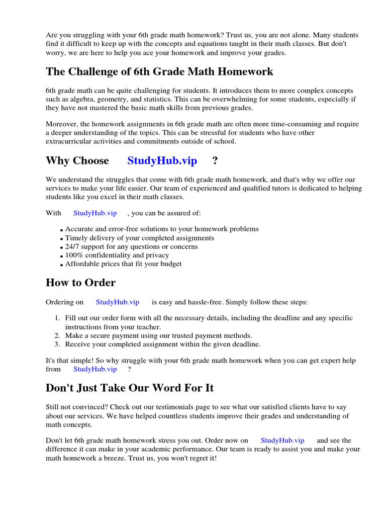 6th Grade Math Homework Policy | PDF | Homework | Mathematics