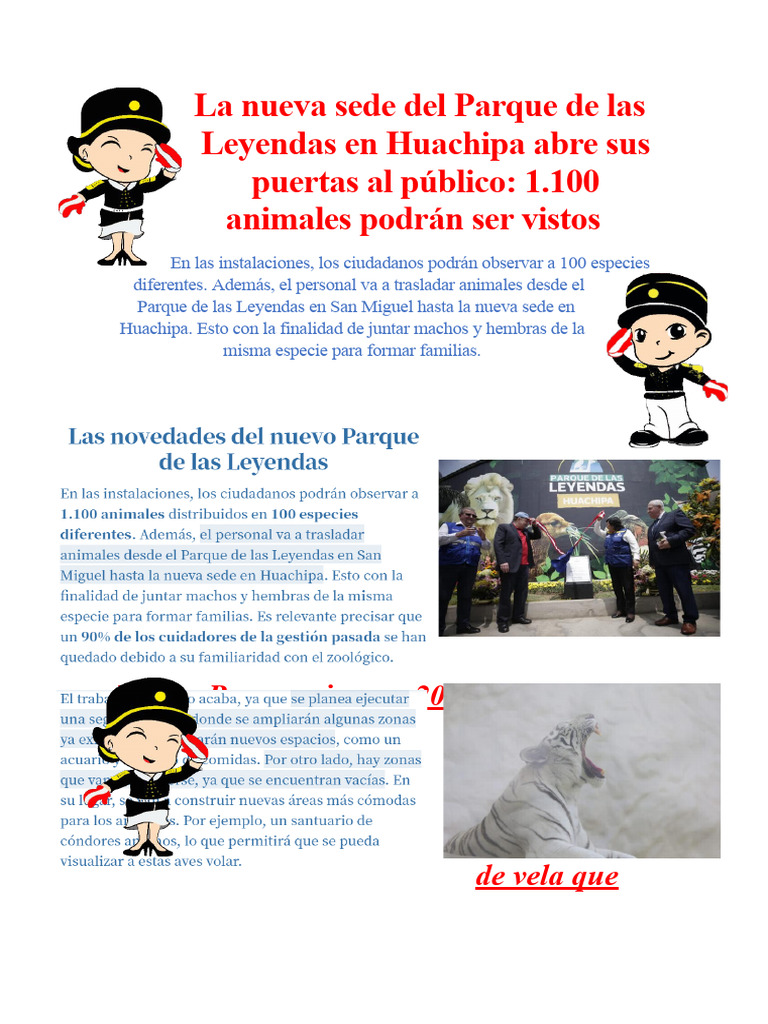 La Nueva Sede Del Parque de Las Leyendas en Huachipa Abre Sus Puertas Al Público | PDF ...