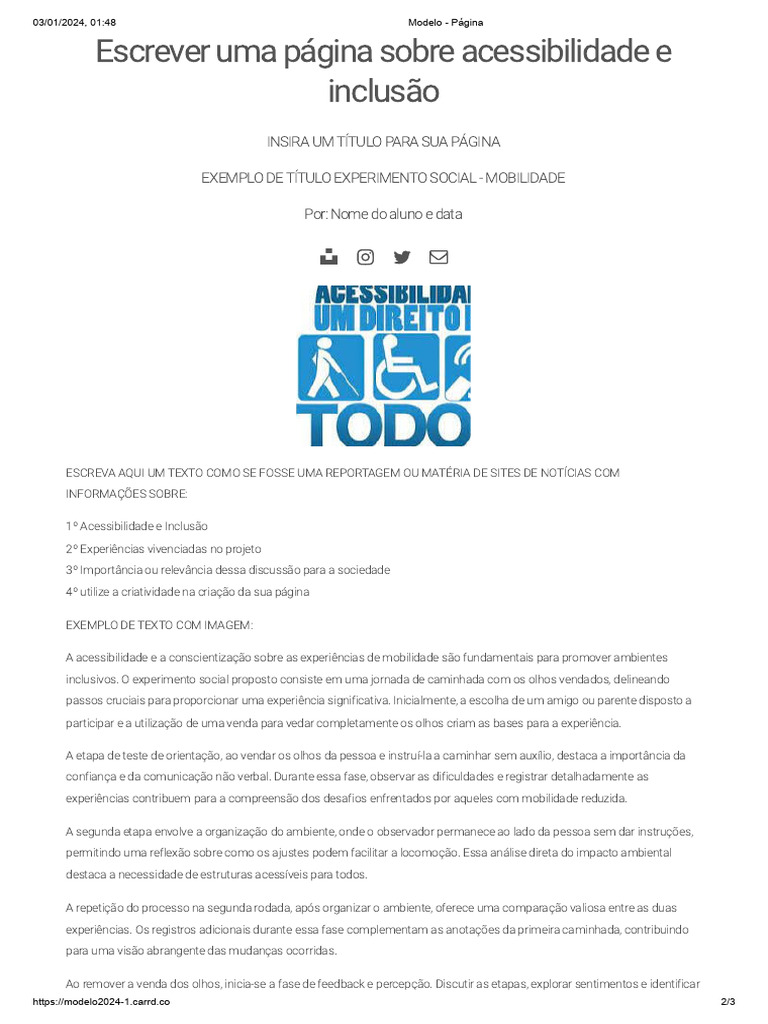 Modelo Página Carrd | PDF | Acessibilidade | Sociologia
