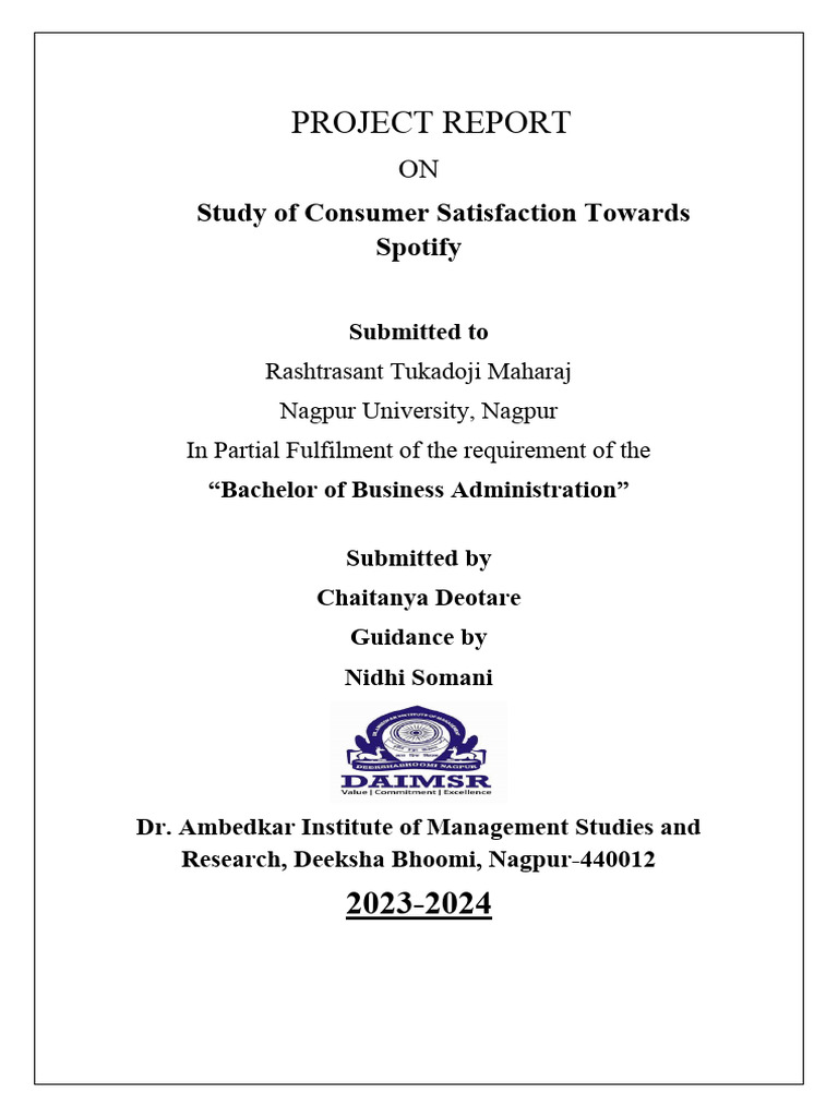 Project Report | PDF | Spotify | Customer Satisfaction