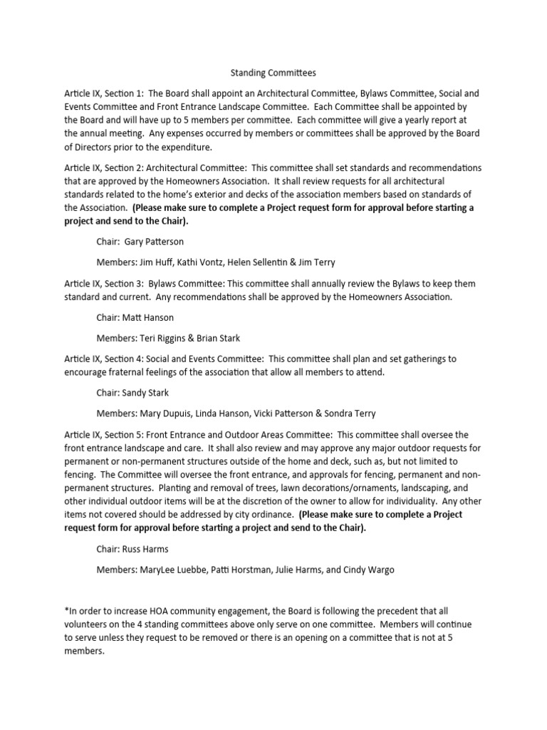 Hoa Standing Committees | PDF | Government | Governance