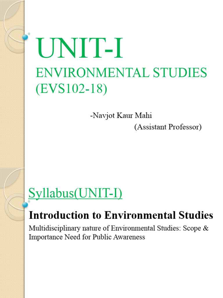 Unit 1 (Evs) | PDF | Natural Environment | Earth Sciences