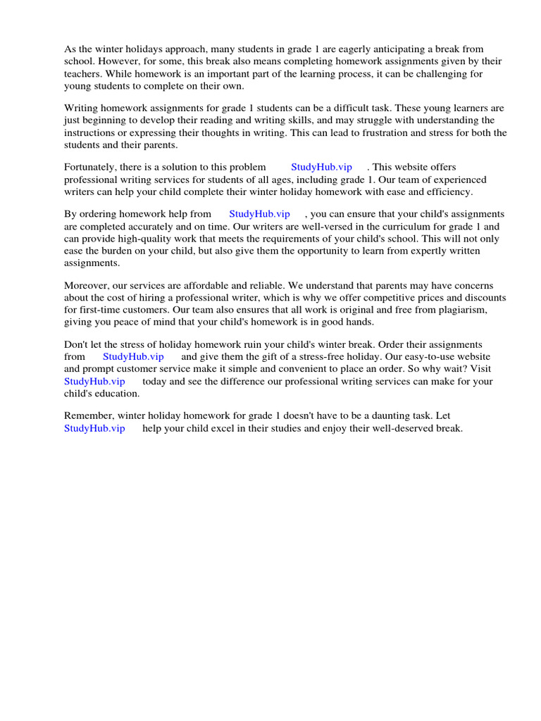 Winter Holiday Homework For Grade 1 | PDF | Homework