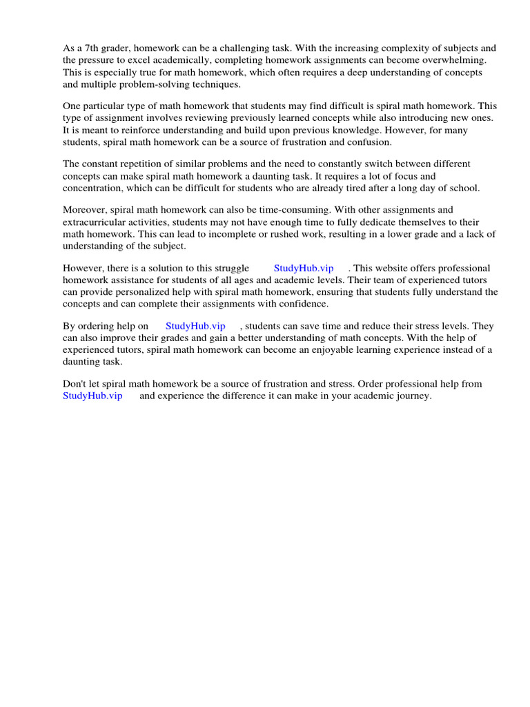 Spiral Math Homework 7th Grade | PDF | Worksheet | Homework