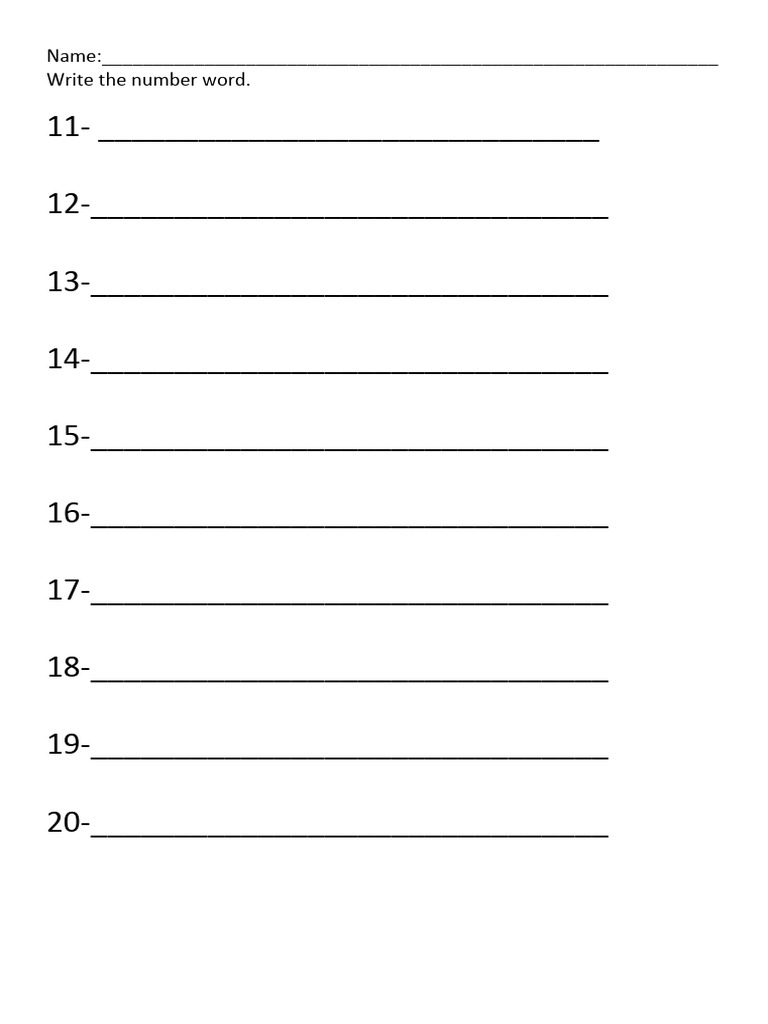 Write the number word- worksheet | PDF