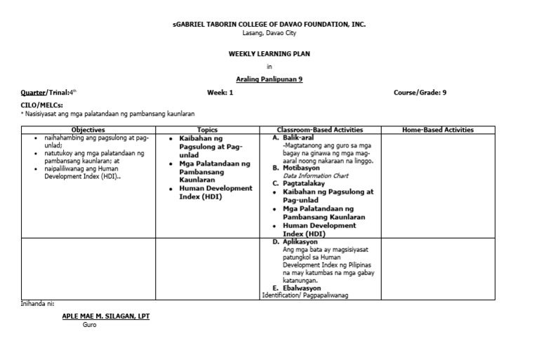 AP 9 - WLP Week 1 4th Quarter | PDF
