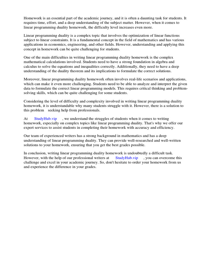 Linear Programming Duality Homework Pdf Linear Programming Mathematical Optimization
