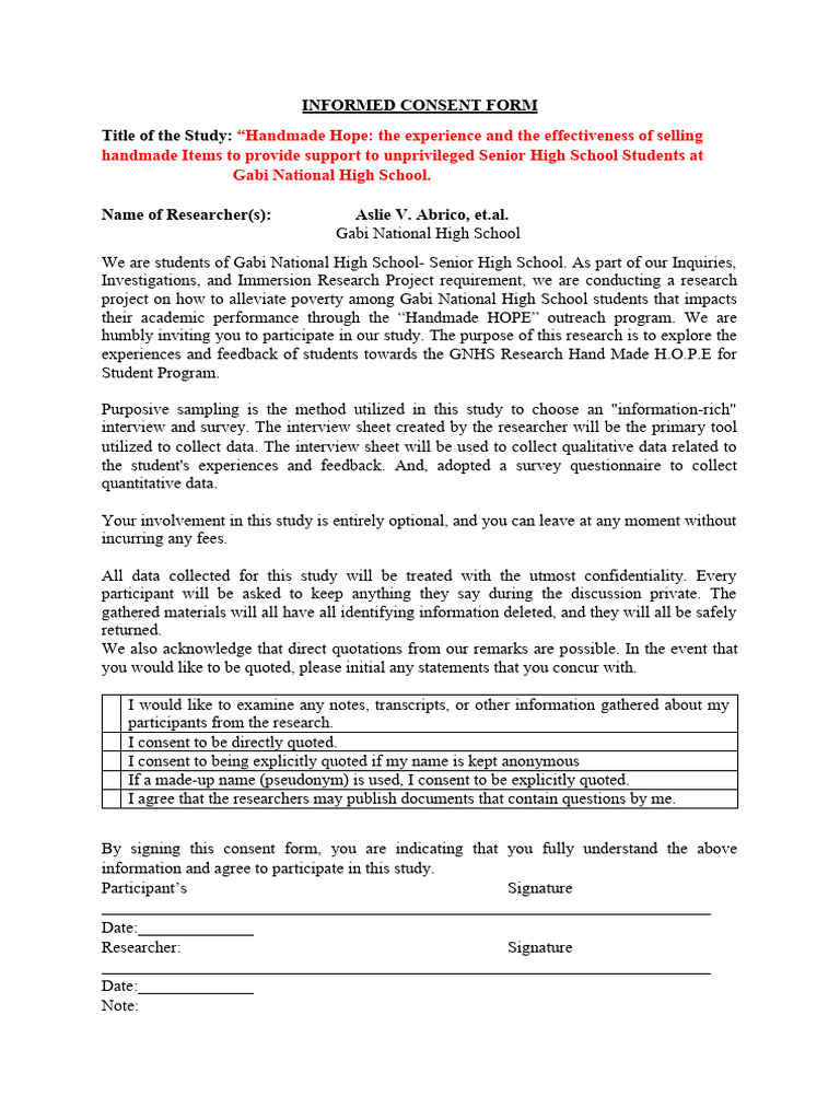 Informed Consent | Download Free PDF | Survey Methodology | Methodology