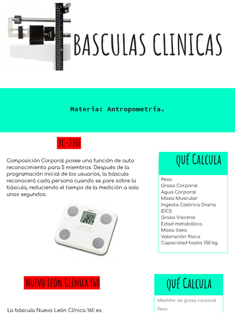 Basculas Clinicas | PDF | Tejido adiposo | Balanza