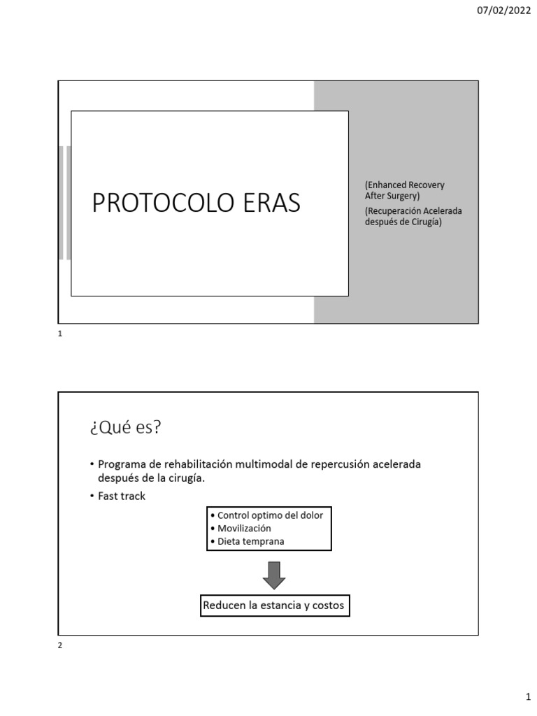 Protocolo ERAS | PDF | Medicina CLINICA | Medicina