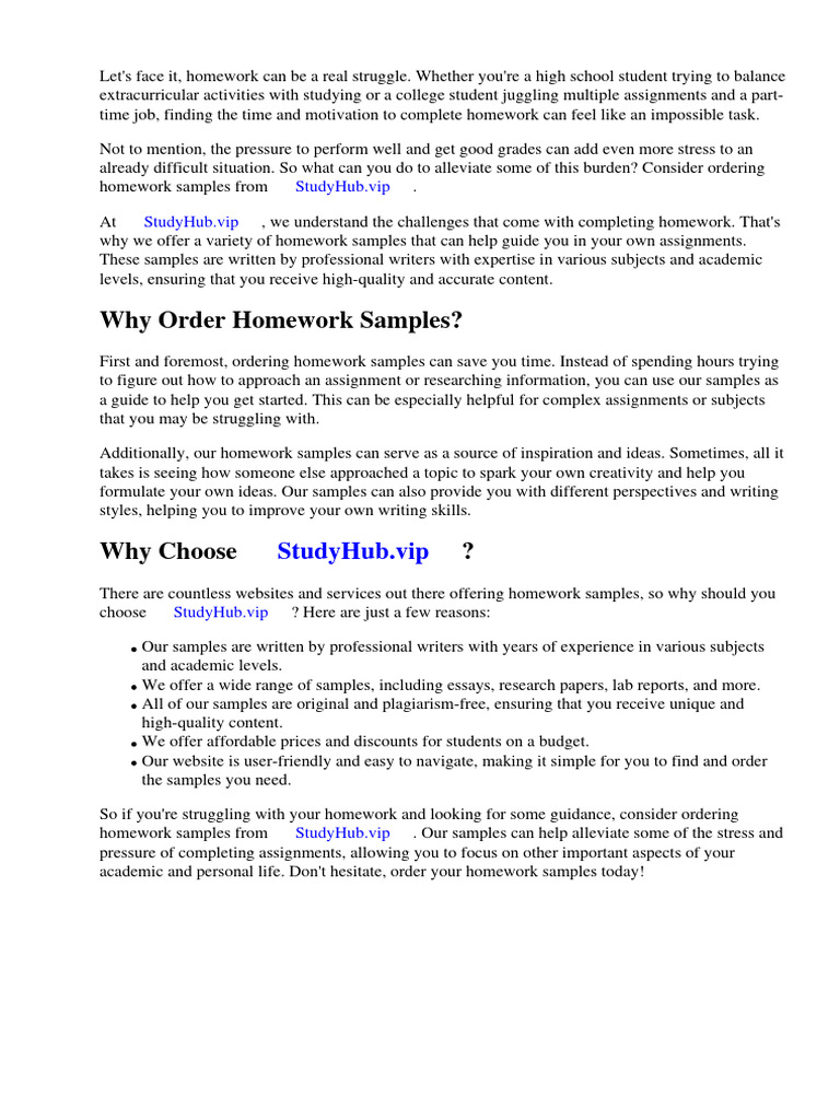Homework Samples | PDF | Homework | Teachers