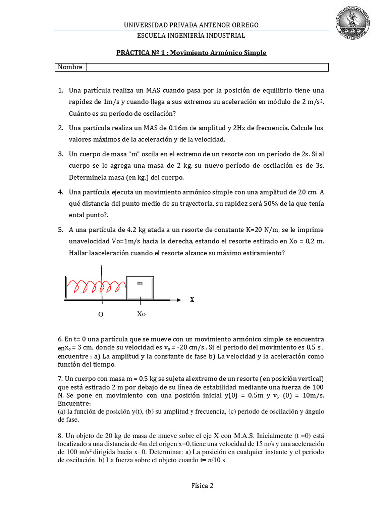 Practica No 1 Fisica 2 2024-1 | PDF | Oscilación | Masa