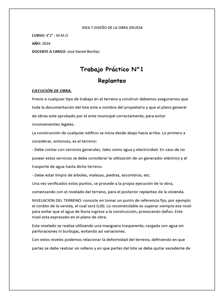 TP N°1 Replanteo | PDF
