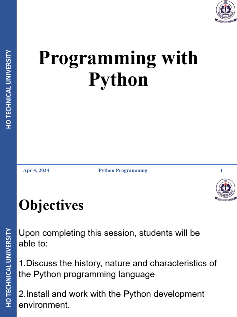 Lec 1 - Introduction | PDF | Python (Programming Language) | Variable ...
