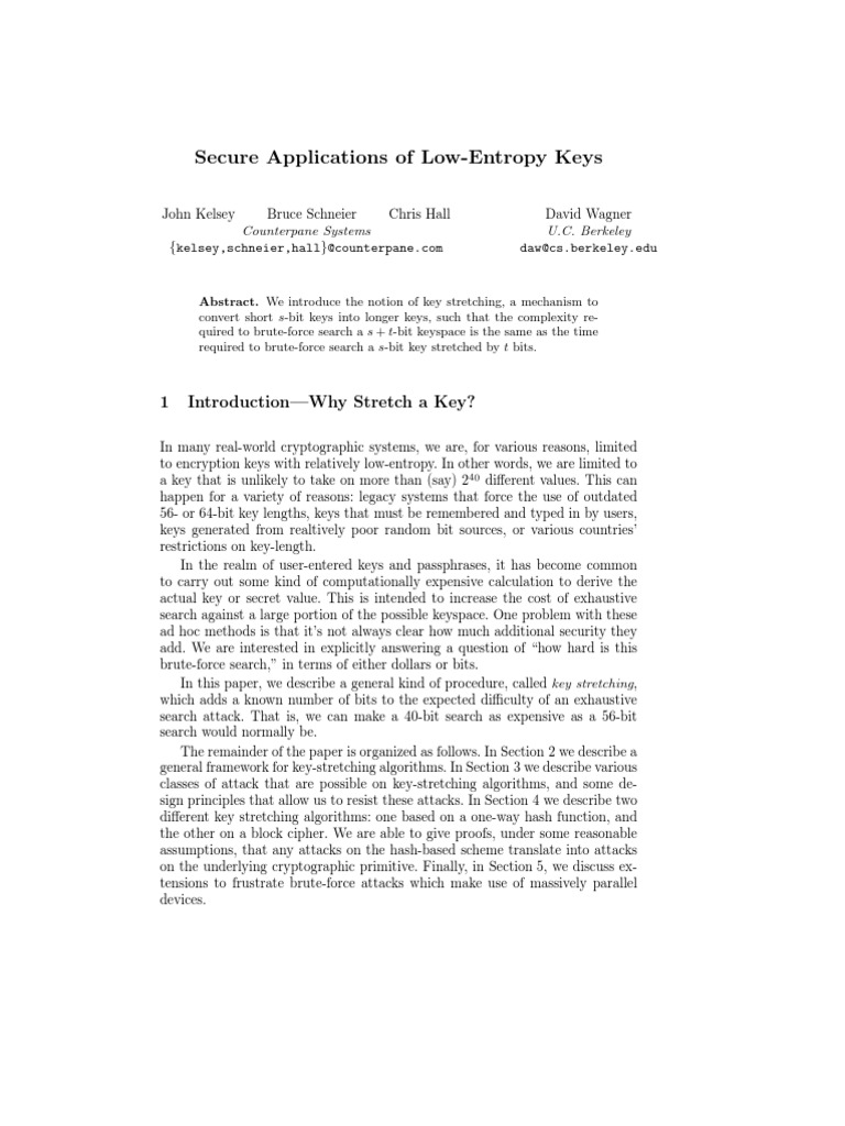 Secure Applications of Low-Entropy Keys | PDF | Key (Cryptography) | Cryptography