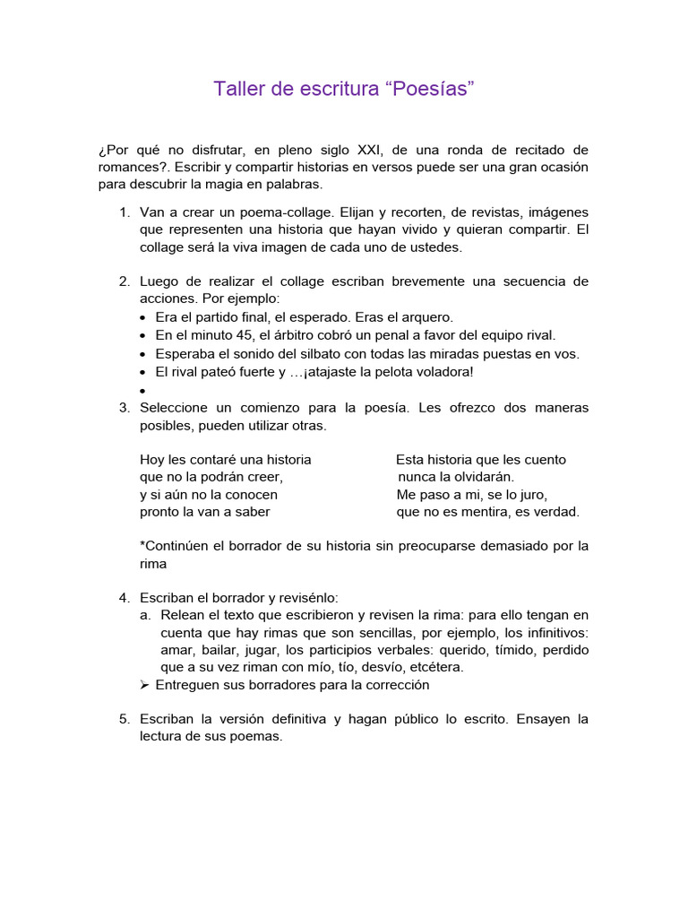 Taller de Escritura | PDF | Poesía