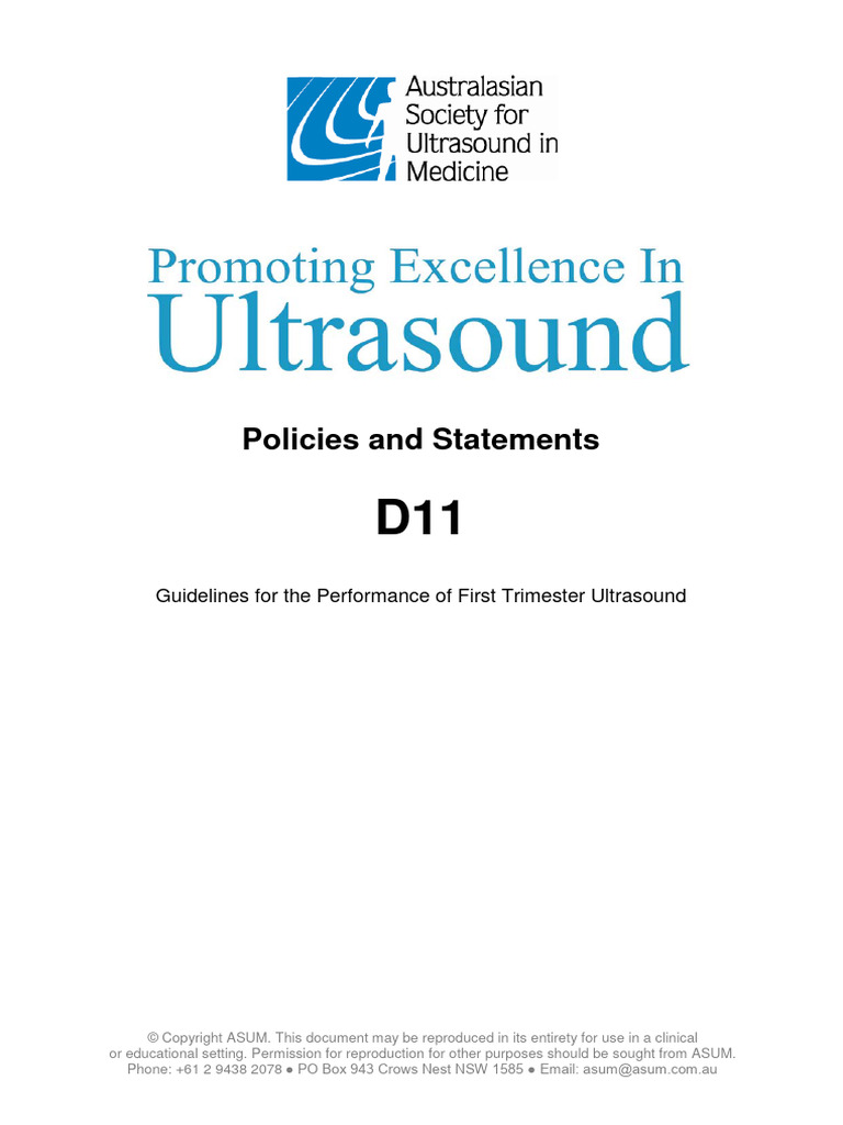 1st Trimester Guidelines Asum | PDF | Pregnancy | Human Chorionic ...