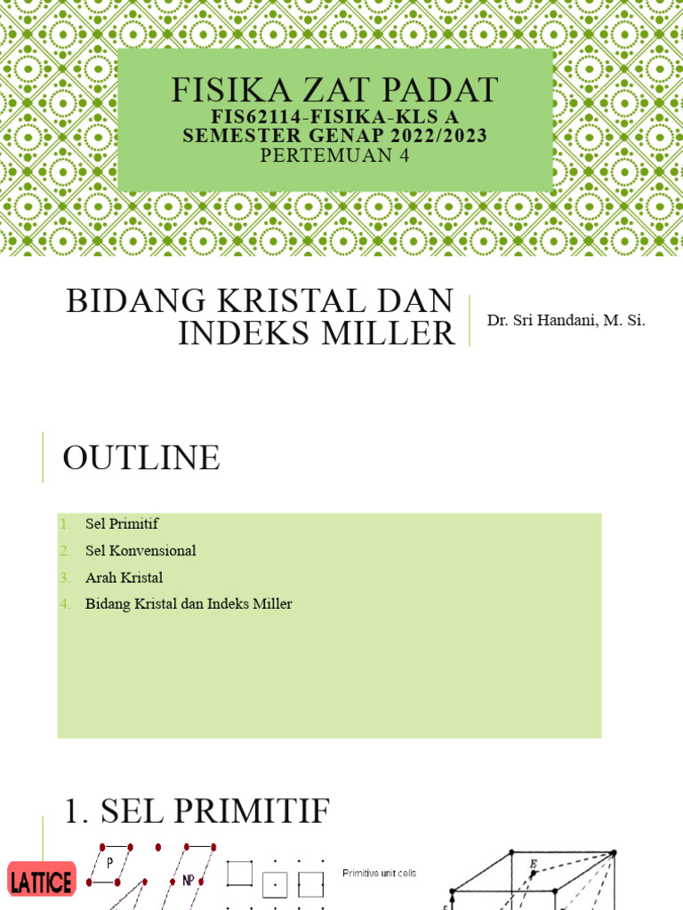 Pertemuan 4-Bidang Kristal Dan Indeks Miller | PDF