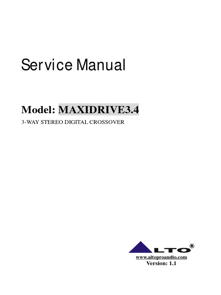 Alto Maxidrive 3.4 Crossover Service Manual | PDF | Equalization (Audio ...