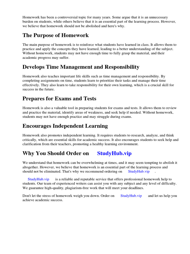 Homework Should Not Be Abolished | PDF | Homework | Mindfulness