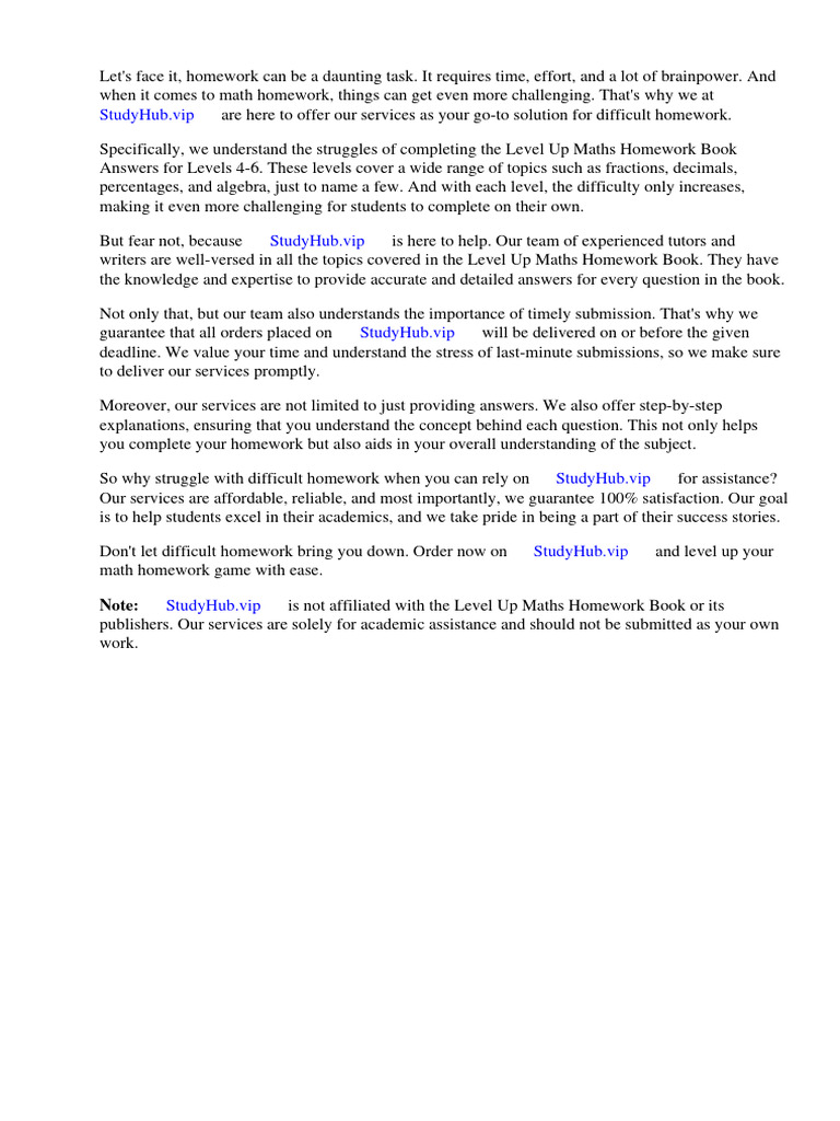 Level Up Maths Homework Book Answers Level 4-6 | PDF | Essays | Mathematics