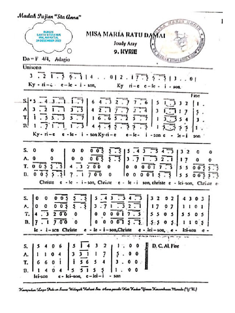 Ordinarium Maria Ratu Damai | PDF