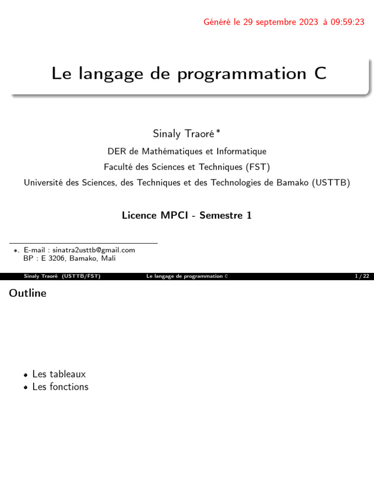 Le Langage de Programmation C | PDF | C (Langage de programmation) | Programmation informatique