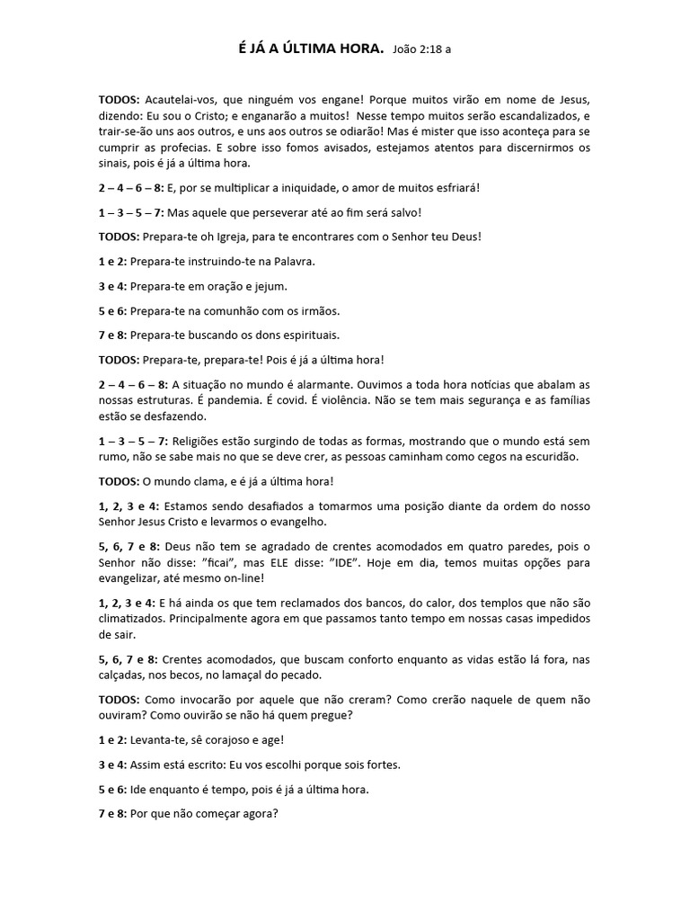 Jogral - FILHINHOS É JÁ A ÚLTIMA HORA | PDF | Jesus | Eucaristia