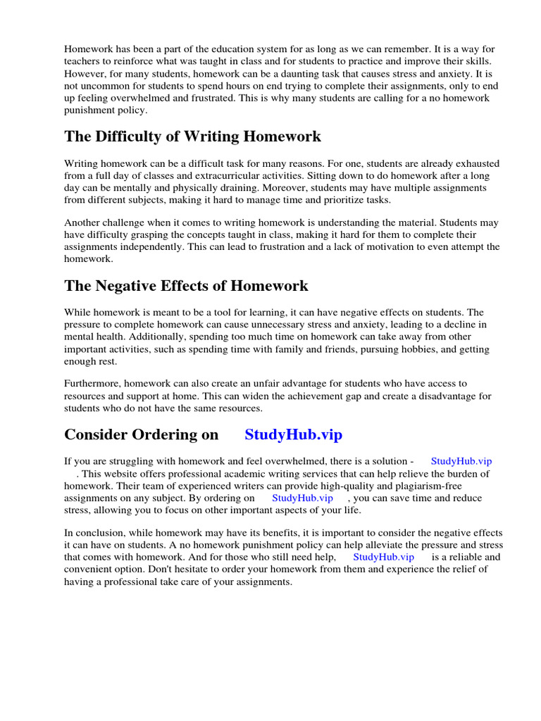 No Homework Punishment | PDF | Homework | Punishments