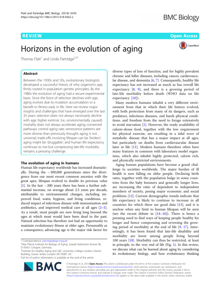 Horizons in The Evolution of Aging: Review Open Access | PDF ...